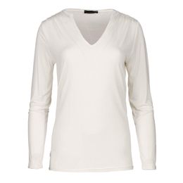 Cremefarbenes Jersey-Top mit V-Ausschnitt