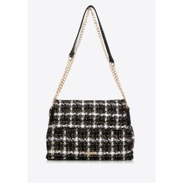 Wittchen Damen Boucl&eacute; Messenger Bag aus schwarzem und wei&szlig;em Polyester