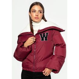 Wittchen Damen-Oversize-Jacke mit Kragen aus Kunstfell, Dunkelrot, Polyester