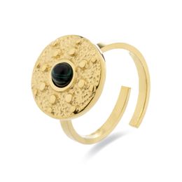 Luxenter Malachit-Ring aus 18 Karat Gelbgold - Elknu