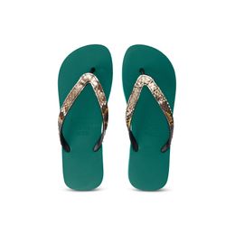 Uzurii Python Taupe Flip Flop Waldgr&uuml;n