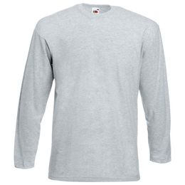 Fruit of the Loom - "Valueweight" T-Shirt f&uuml;r Herren/Damen Unisex Lang&auml;rmlig (Dunkles Grau meliert)