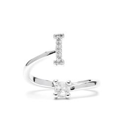 Luxenter Ring mit funkelndem Zirkonia, silberfarben &ndash; Alphabet