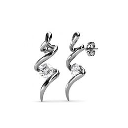 Spiralf&ouml;rmige Ohrringe - Silber und Kristall