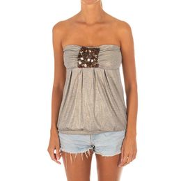 Met &Auml;rmelloses Damen-T-Shirt mit breitem Stricktop-Effekt 10DMT0084