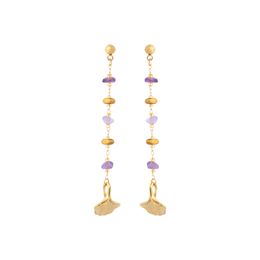 Luxenter Ohrringe mit 18 Karat Gelbgold-Finish und nat&uuml;rlichem Amethyst &ndash; Tarthae