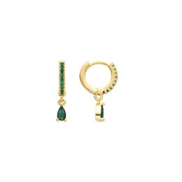 Luxenter Ohrringe mit 18-kar&auml;tigem Gelbgold-Finish und Smaragd-Zirkonia &ndash; Laade