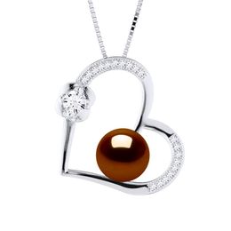 LOVE Halskette S&uuml;&szlig;wasserperle 8-9mm Chocolate 925