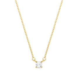 Luxenter Sterling Silber 925 Halskette mit gl&auml;nzenden 18K Gelbgold Finish Zirkonia - Keval