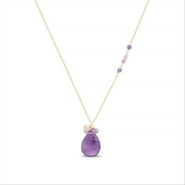Luxenter-Halskette, Adak aus Metalllegierung und nat&uuml;rlicher Amethyst, 18K vergoldet