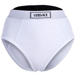 Versace Highleg Rib - Cotton Rib Elastic Canet Slip