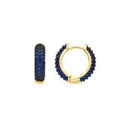 Luxenter Ohrringe mit 9 mm Durchmesser, 18 Karat Gelbgold-Finish und Zirkonia-Saphir &ndash; Lesrat