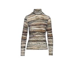 Bedruckter lang&auml;rmeliger Polo-Pullover