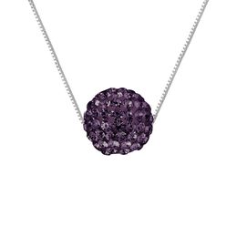 Collier Chaine Sph&egrave;re Cristal PRECIOSA 10-11 mm Violette Argent 925