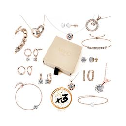 3 &Uuml;berraschungsjuwelen in einer Geschenkbox - Rose Gold und Kristall