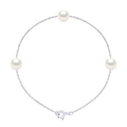 Armband 3 echte S&uuml;&szlig;wasser-Zuchtperlen rund 7-8 mm