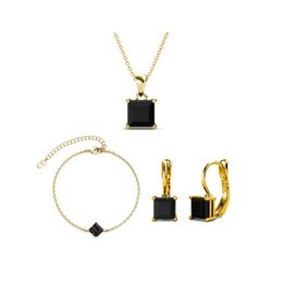 Parure et Coffret Simple Square - Dor&eacute; et Noir