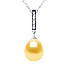 BARETTE Halskette S&uuml;&szlig;wasserperlen-Schmuck 9-10mm Golden 925