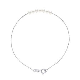 DIADEMA - Armband - 7 echte S&uuml;&szlig;wasserperlen - Kabelkette in Wei&szlig;gold