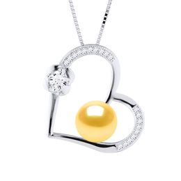 LOVE Halskette S&uuml;&szlig;wasserperle 8-9mm Golden 925