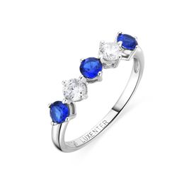 Luxenter Ring aus 925er Sterlingsilber mit blauem Topas-Zirkonia, rhodiniert &ndash; Alneth
