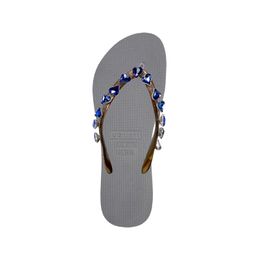 Uzurii Herzf&ouml;rmiger blauer Flip-Flop silber