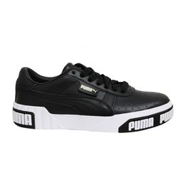 Puma Cali Bold Womens Trainer Schwarz wei&szlig;e Leder Schn&uuml;rschuhe 370811 03