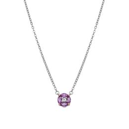 Luxenter Halskette aus 925er Sterlingsilber und rosa Zirkonia mit Rhodiumbeschichtung &ndash; Siankho