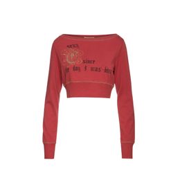 Dunkelrotes Crop-Print-Top mit appliziertem Detail
