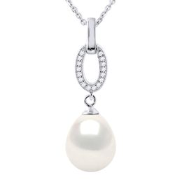 SHUTTLE Halskette S&uuml;&szlig;wasserperlen-Schmuck 9-10mm Wei&szlig; 925