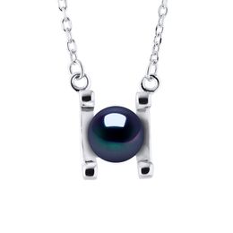 SYMBOL Halskette S&uuml;&szlig;wasserperle 7-8mm Schwarz 925