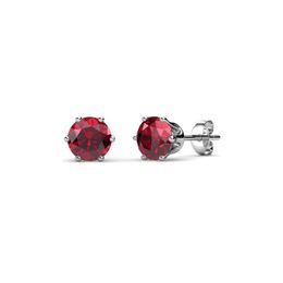 Geburtsstein-Januar-Ohrringe - Silber und Rot