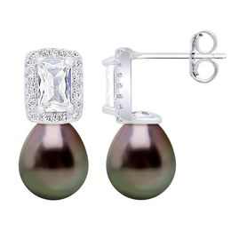 H&auml;ngende Ohrringe, echte Tahiti-Zuchtperlen, 8&ndash;9 mm