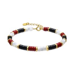 Luxenter Armband aus 925er Sterlingsilber und Koralle, 18 Karat Gelbgold-Finish &ndash; Siraba