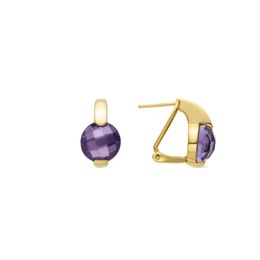 Luxenter Ohrringe aus 925er Sterlingsilber mit Amethyst-Zirkonia, veredelt mit 18 Karat Gelbgold &ndash; Laram