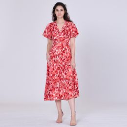 Midi-Wickelkleid mit abstraktem Print