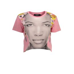 Desigual Gesichtdruck Crop T-Shirt Kurzarm L&auml;ssiges Oberteil