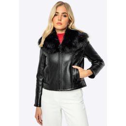 Wittchen Damen kurze schwarze &Ouml;ko-Lederjacke