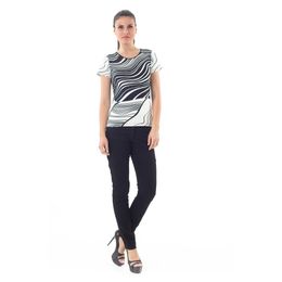 Rundhalsausschnitt Print Top Schwarz