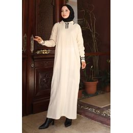 Knopf Detailed Strick Kleid Wei&szlig;
