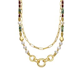 Luxenter Halskette mit wei&szlig;er Perle, 18 Karat Gold-Finish &ndash; Kany