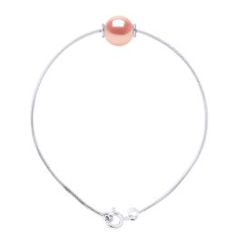 Maschenarmband Serpentin Rund S&uuml;&szlig;wasserperle und Rose Nat&uuml;rlich 9-10 mm 925