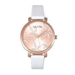Montre Sophie & Freda Key West avec bracelet en cuir et cristaux Swarovski
