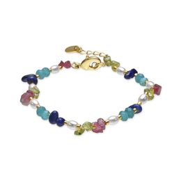 Luxenter Armband mit 18 Karat Gelbgold-Finish und mehrfarbigen Natursteinen &ndash; Onisu