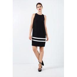 Schwarzes &auml;rmelloses Kleid mit wei&szlig;em Streifendetail