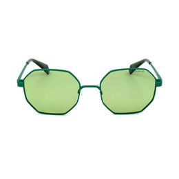 Polaroid Achtkantige Sonnenbrille mit gr&uuml;nem Rahmen Pld6067s