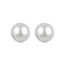 Luxenter Ohrringe, 925 Sterling Silber und wei&szlig;e Perle mit 18 Karat Gelbgold