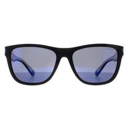 Polaroid Square Unisex Matt Schwarz Blau Blau Spiegel Polarisiert PLD 2138/S