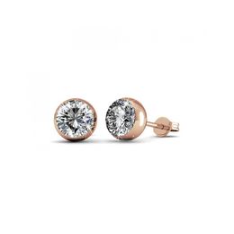 Mond-Ohrringe - Ros&eacute;gold und Kristall