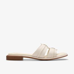 Clarks Ariany Mule Sandalen aus cremfarbenem Leder